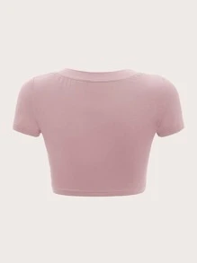 SHEIN EZwear Scoop Neck Solid Crop Tee | SHEIN UK