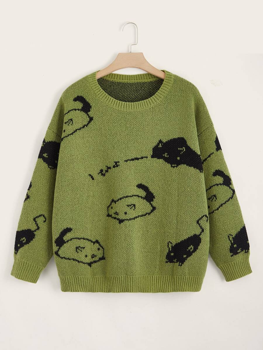 Shein Qutie Plus Cartoon Pattern Drop Shoulder Sweater Shein Usa