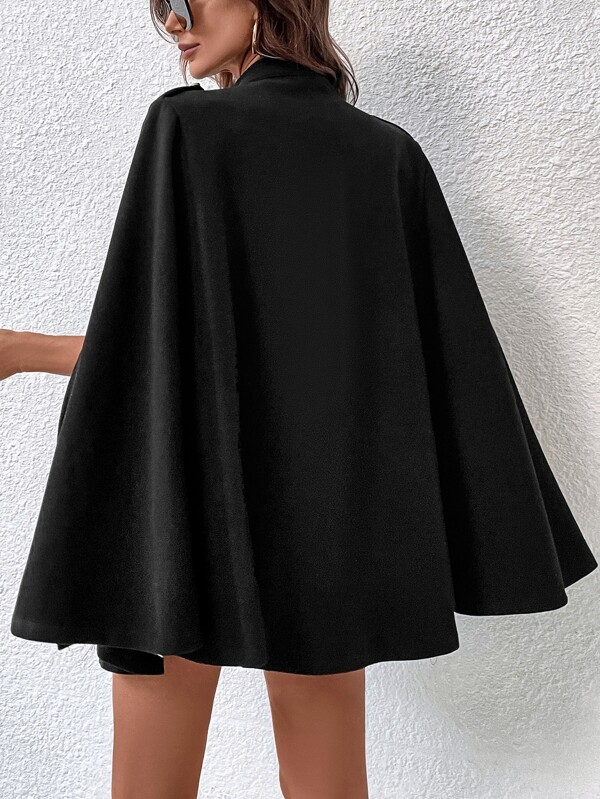 SHEIN Essnce Double Breasted Cloak Sleeve Cape Overcoat | SHEIN USA