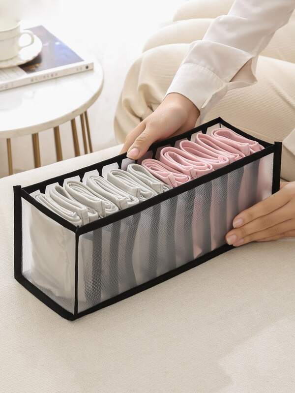 3pcs 11 Grids Underwear Storage Box, Simple Clear Contrast Binding ...