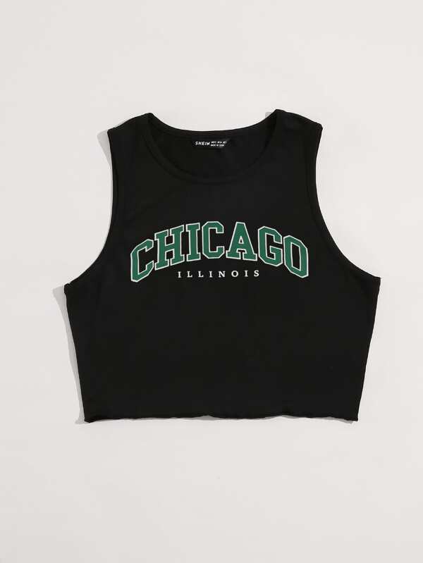 Top Tank Con Estampado De Letra Moda De Mujer Shein México