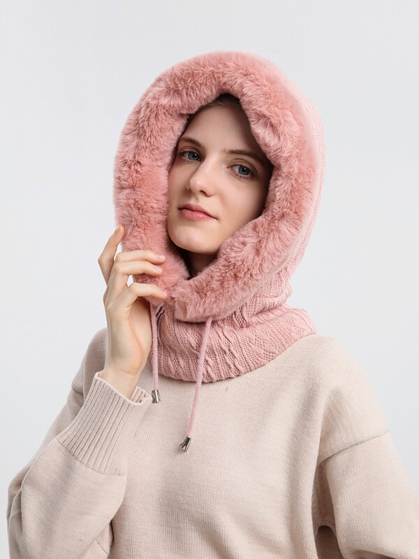 Fuzzy Trim Drawstring Design Hat | SHEIN USA