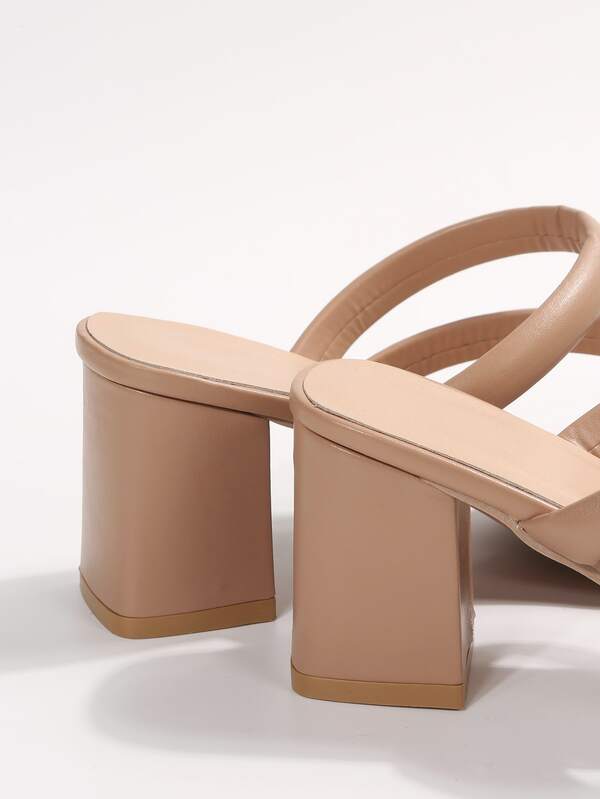 Women Multi Strap Chunky Heeled Mule Sandals, Elegant Summer Heeled ...