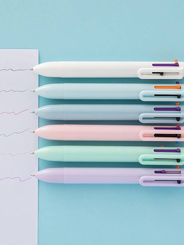 Random 1pc 6-Color Macaron Ballpoint Pens with 0.5mm Multi-Color ...