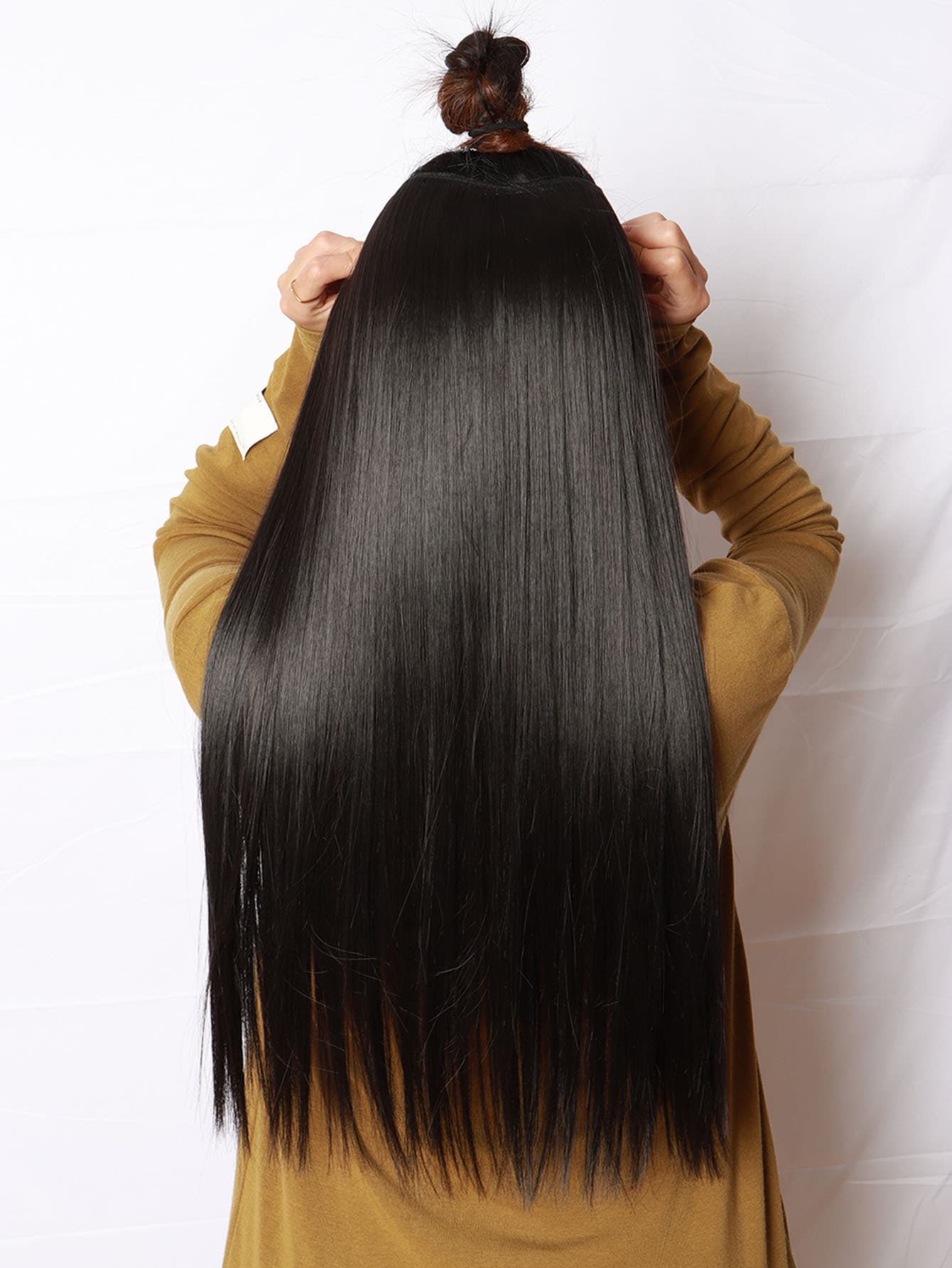 24inch Long Straight Synthetic Hairpieces V-shaped Hair Extension Half ... 24inch Long Straight Synthetic Hairpieces V-shaped Hair Extension Half ...