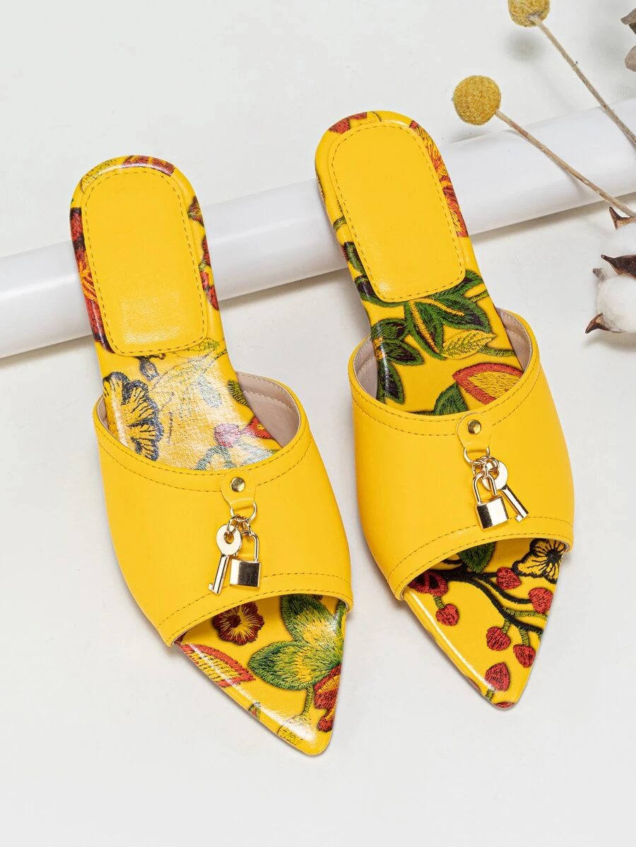 Key & Lock Decor Slide Sandals | SHEIN USA