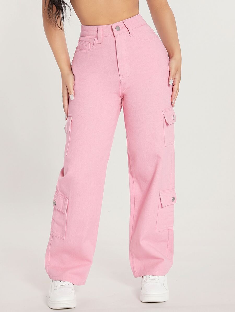 SHEIN PETITE Zipper Fly Flap Pocket Boyfriend Jeans | SHEIN USA