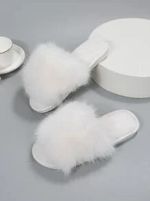 Fall/Winter Women's New Flat Non-Slip Slippers, Fashionable Pearl Open ...