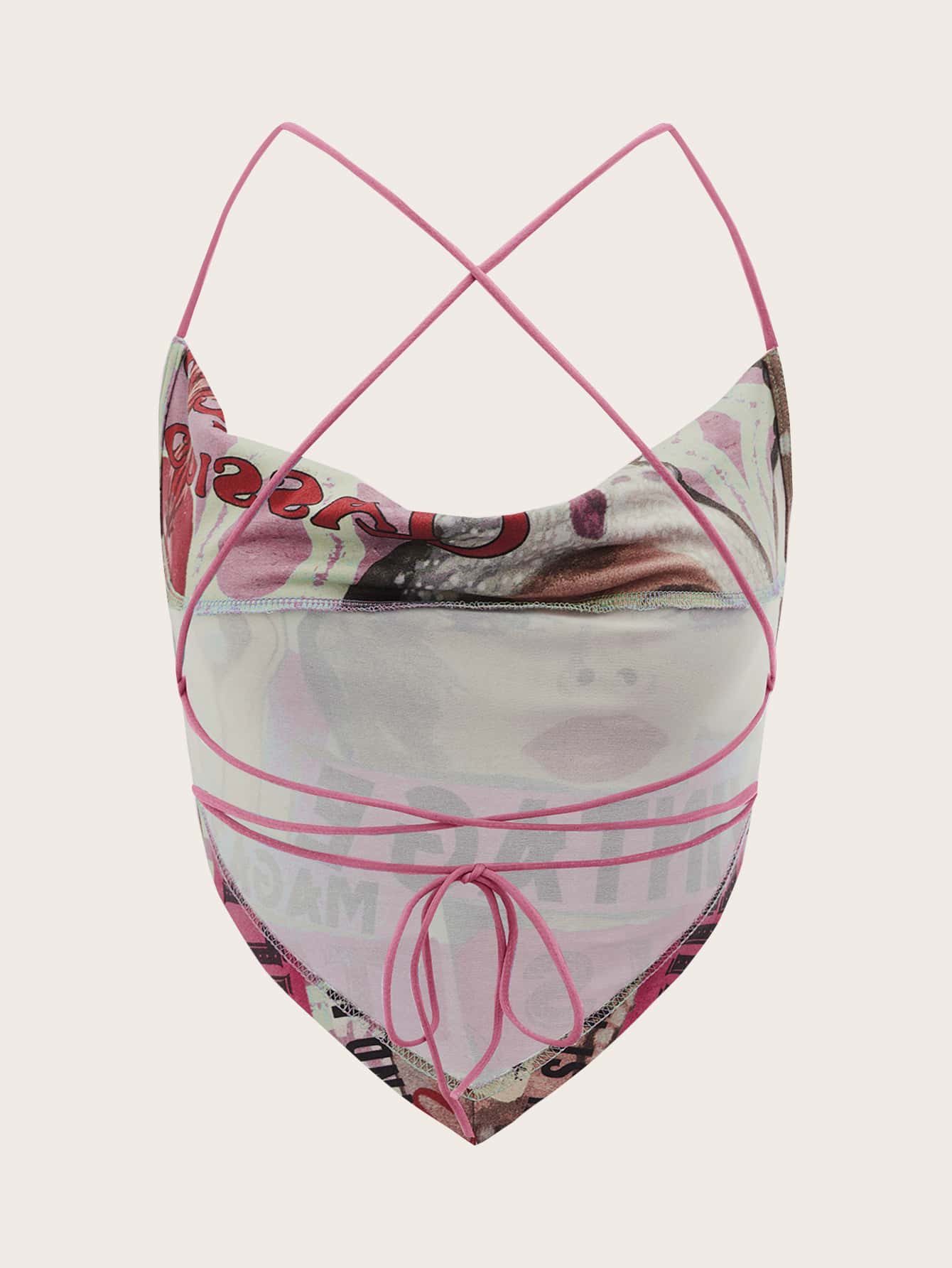 Shein Icon 90s Top De Tirantes Corto Con Estampado De Figura Y Letra De