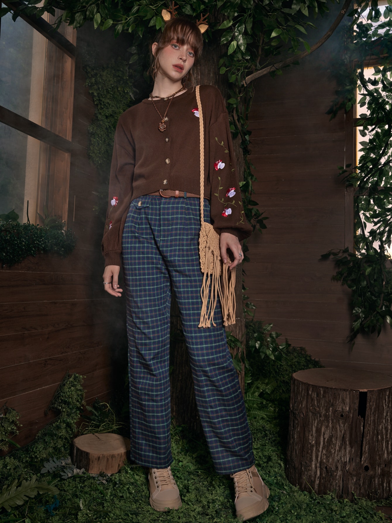 ROMWE Fairycore Mushroom Embroidery Cardigan | SHEIN USA