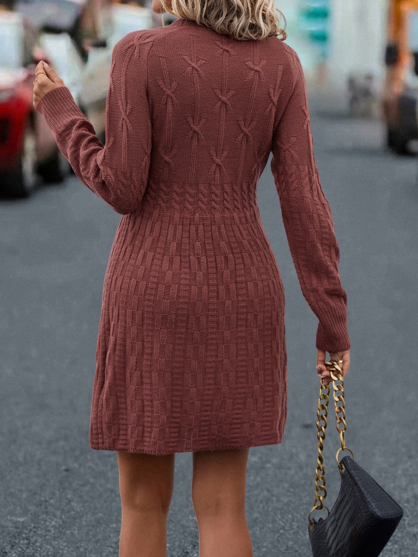 SHEIN LUNE Vestido de tricô Manga de Raglan Malha de Cabo | SHEIN Brasil