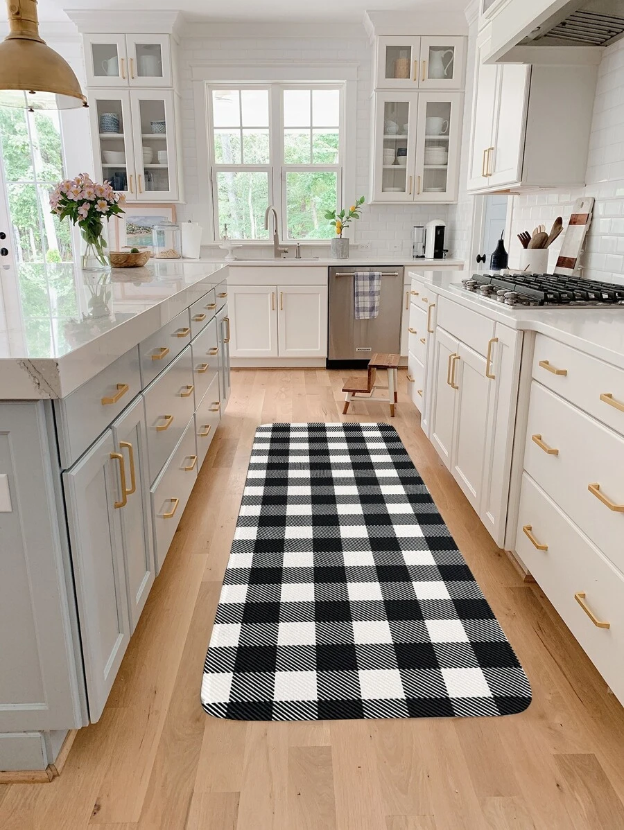 Gingham Pattern Kitchen Rug | SHEIN USA