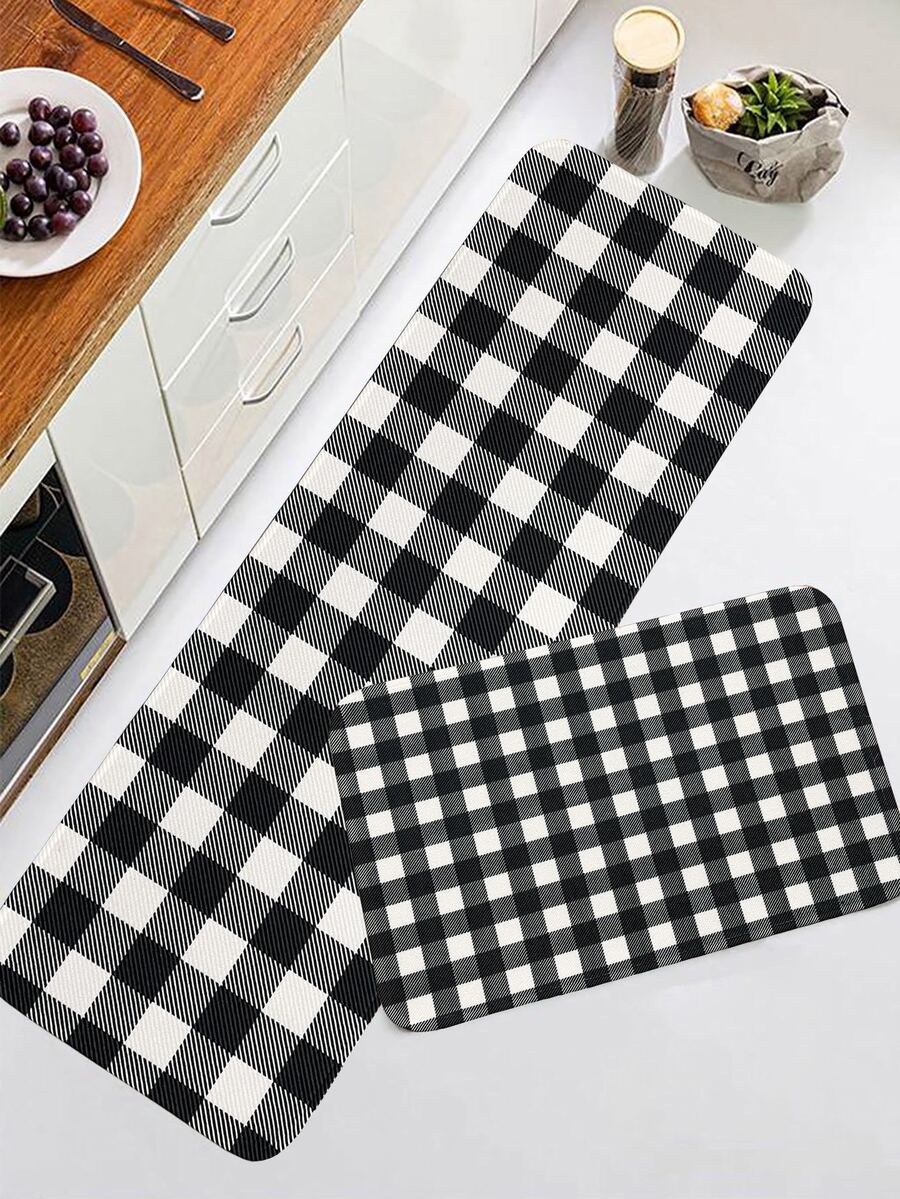 Gingham Pattern Kitchen Rug | SHEIN USA