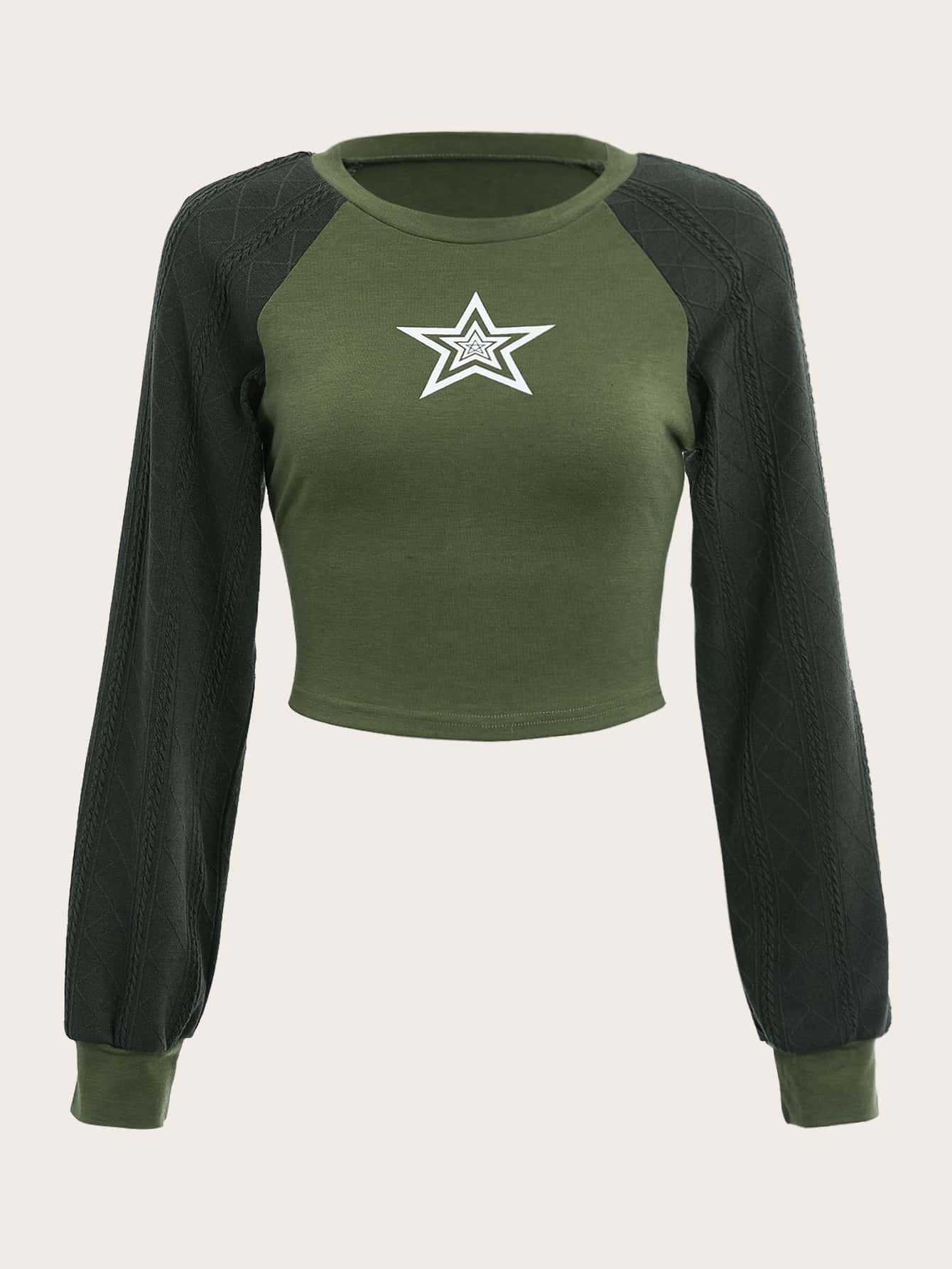 ROMWE STPL Star Graphic Raglan Sleeve Tee