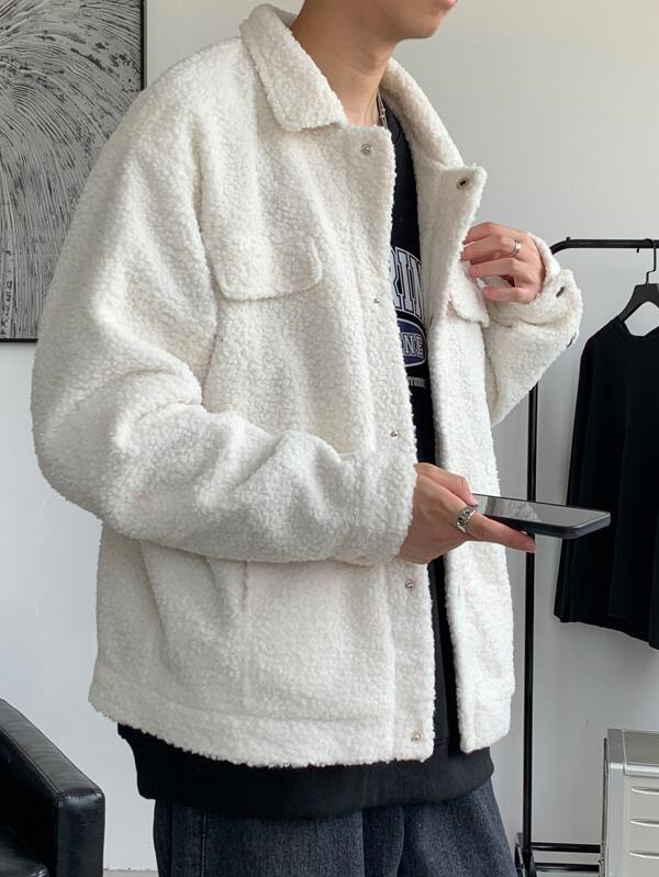 Manfinity Hypemode Men Drop Shoulder Teddy Jacket | SHEIN