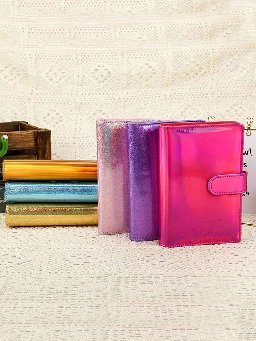 Random Holographic & Colorful A6 Loose-Leaf Binder, PU Leather ...