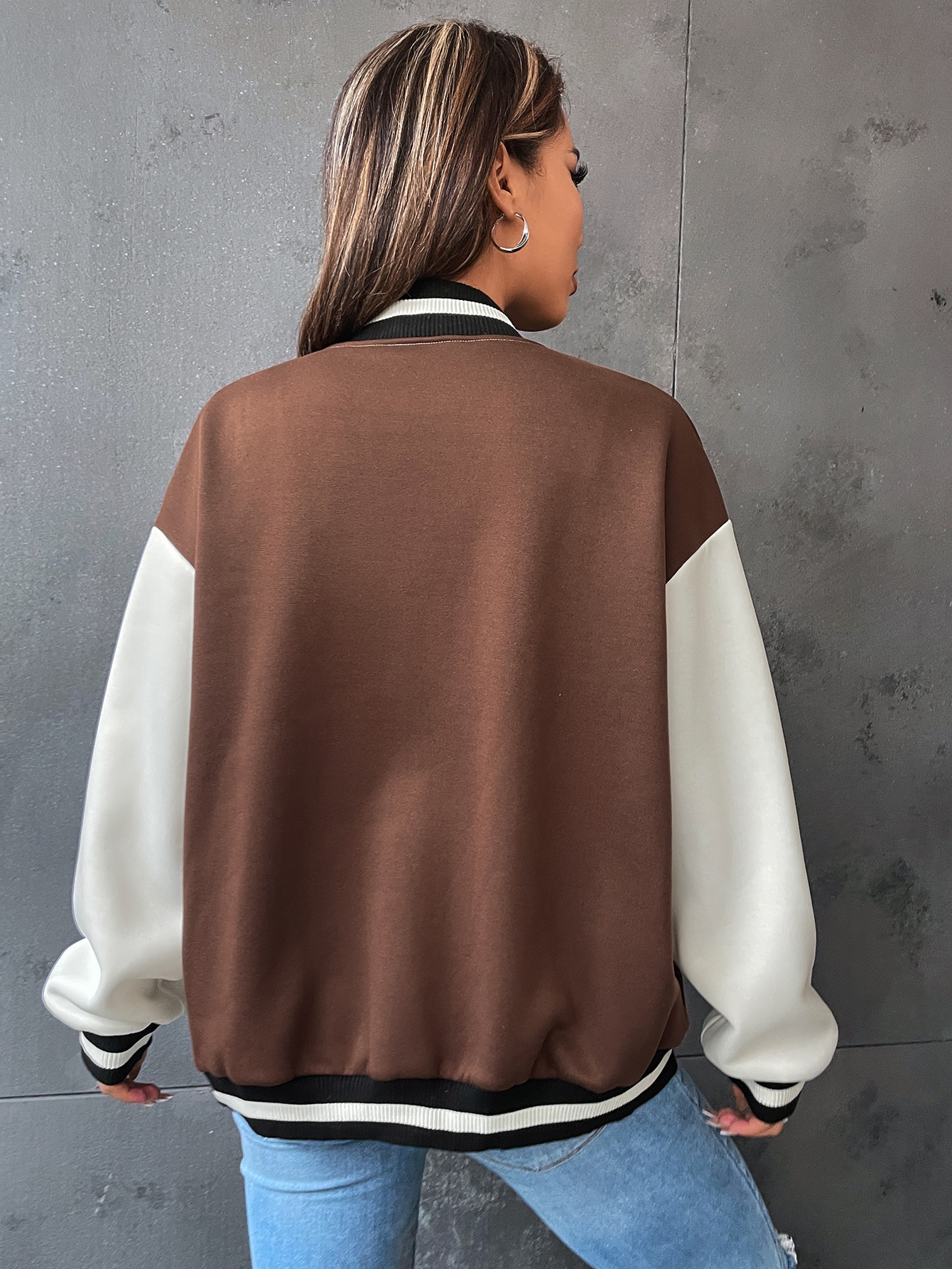 SHEIN EZwear Letter Graphic Varsity Jacket | SHEIN UK