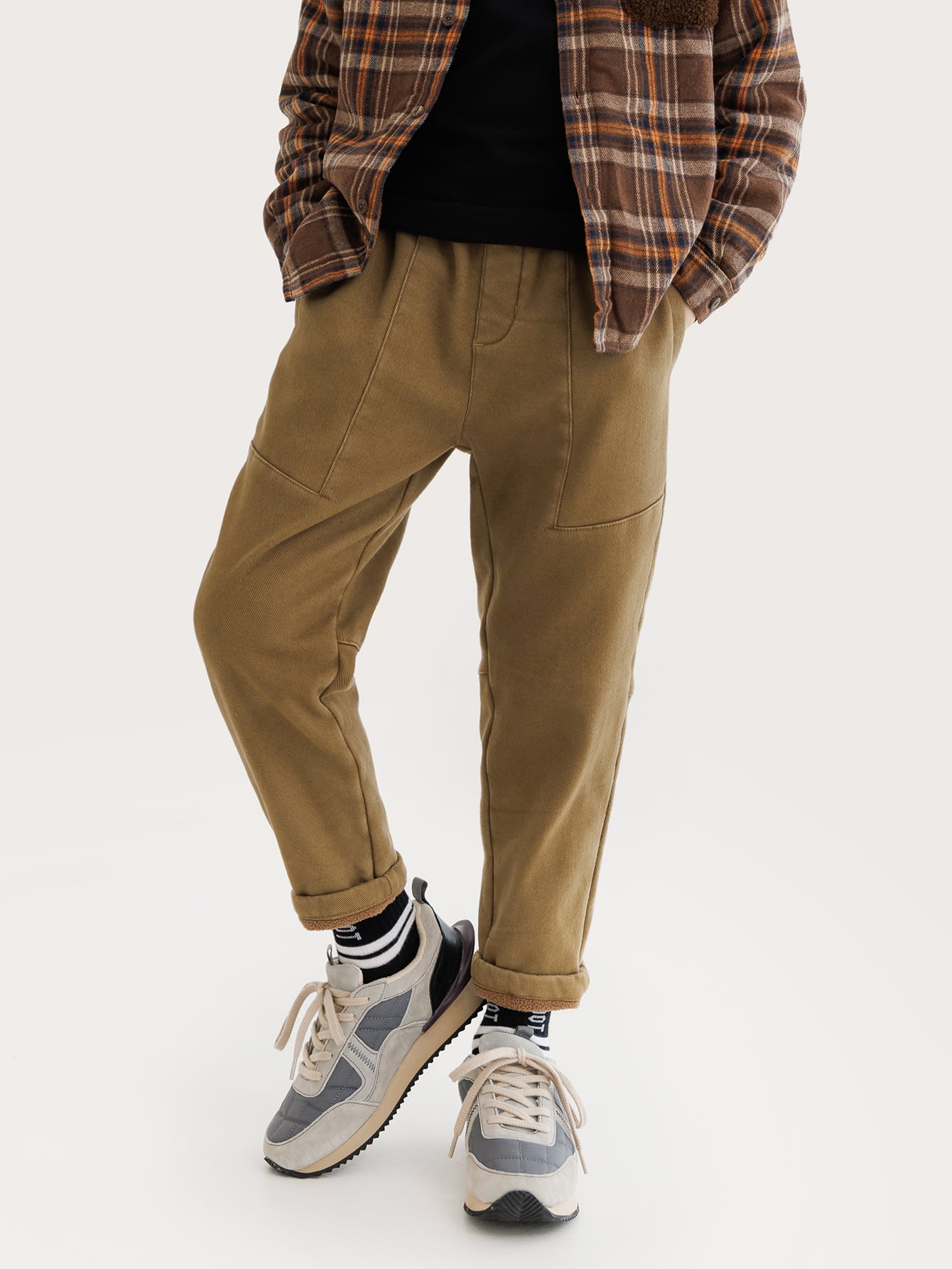 Chicos Pantalones con bolsillo oblicuo de pana forrado polar | Moda de ...