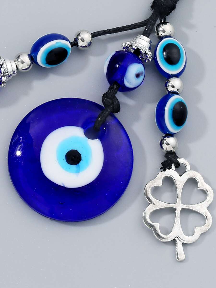 Street 1 X Creative Glass Blue Devil Eye Keychain For Women, Braided ...
