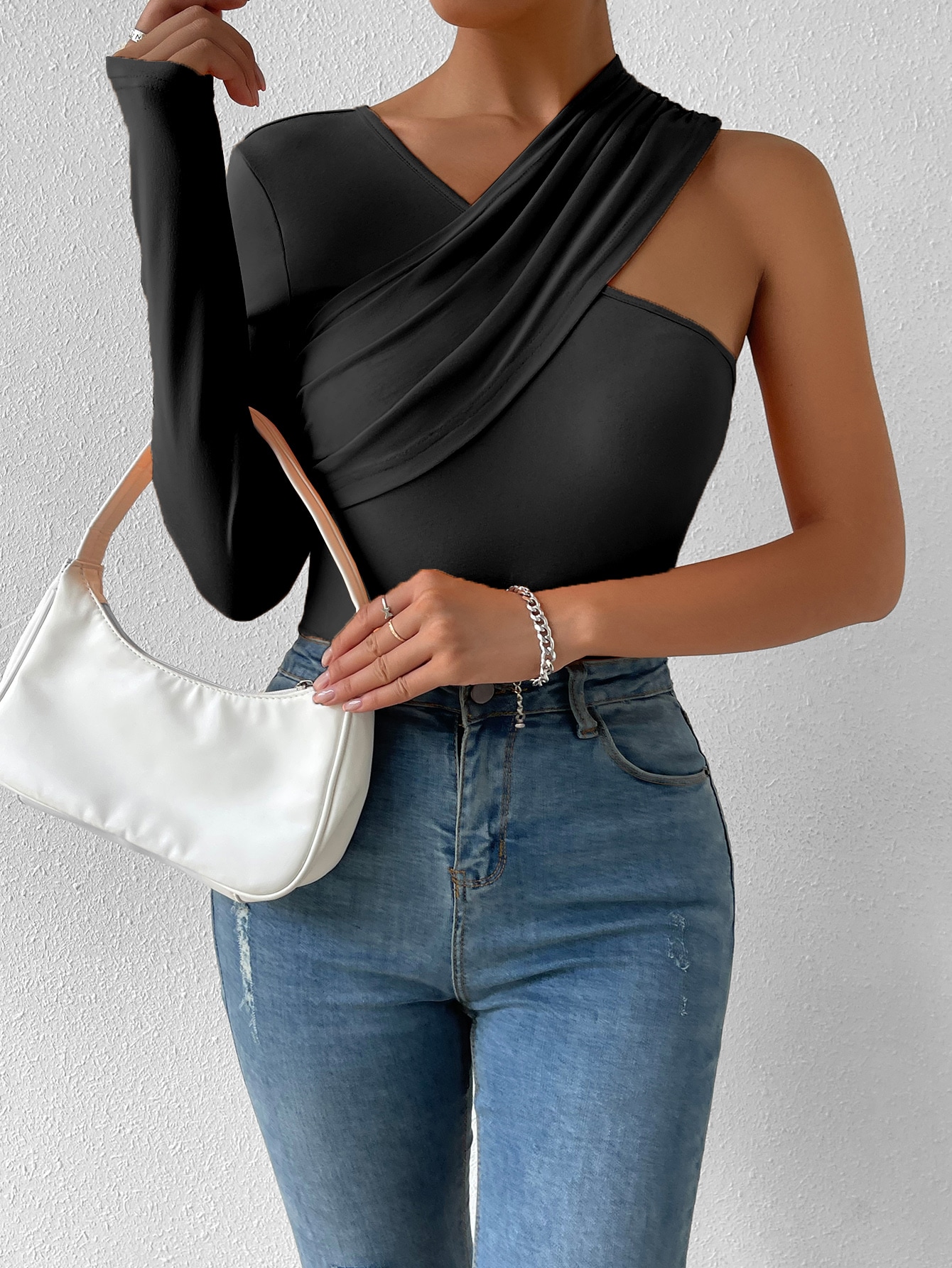 SHEIN BAE Top de cuello asimétrico cruzado | Mode de Mujer | SHEIN España