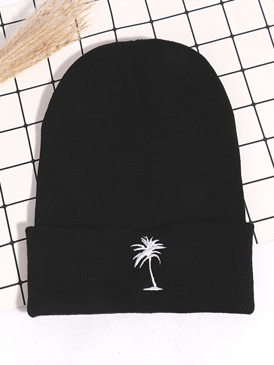 Palm Tree Embroidered Cuff Beanie | SHEIN USA