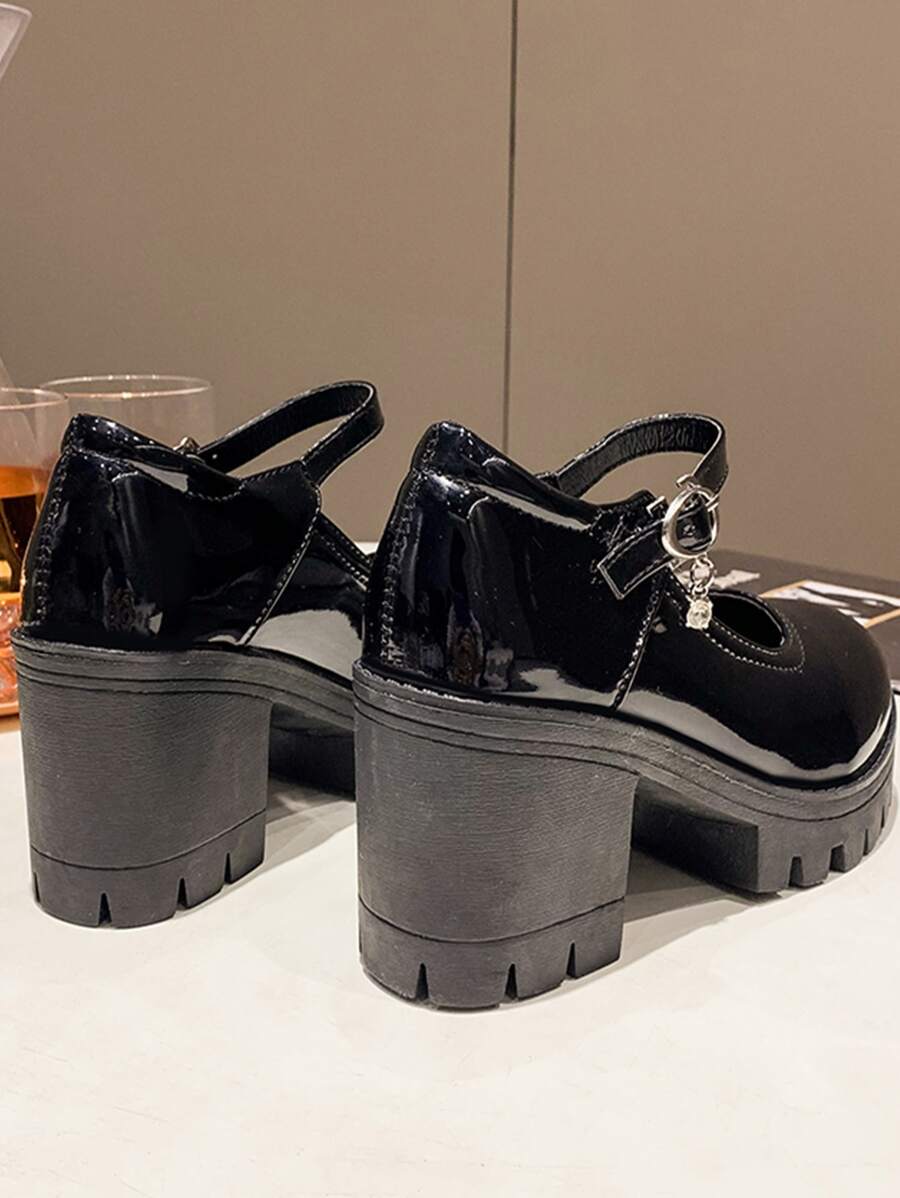 Rhinestone Decor Platform Mary Jane Shoes | SHEIN UK