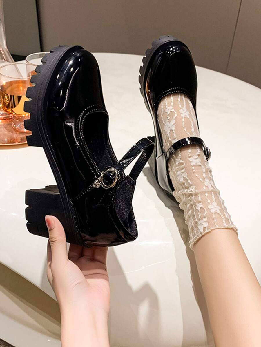 Rhinestone Decor Platform Mary Jane Shoes | SHEIN UK