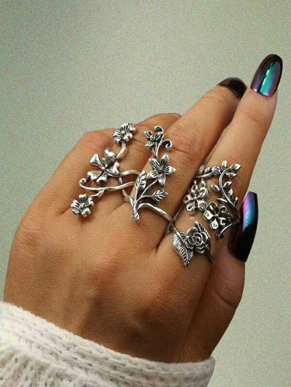 Is That The New Fairycore 4pcs Flower Decor Ring ??| ROMWE USA