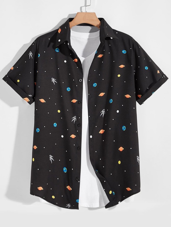 Manfinity Hypemode Men Galaxy And Astronaut Shirt Without Tee | SHEIN USA