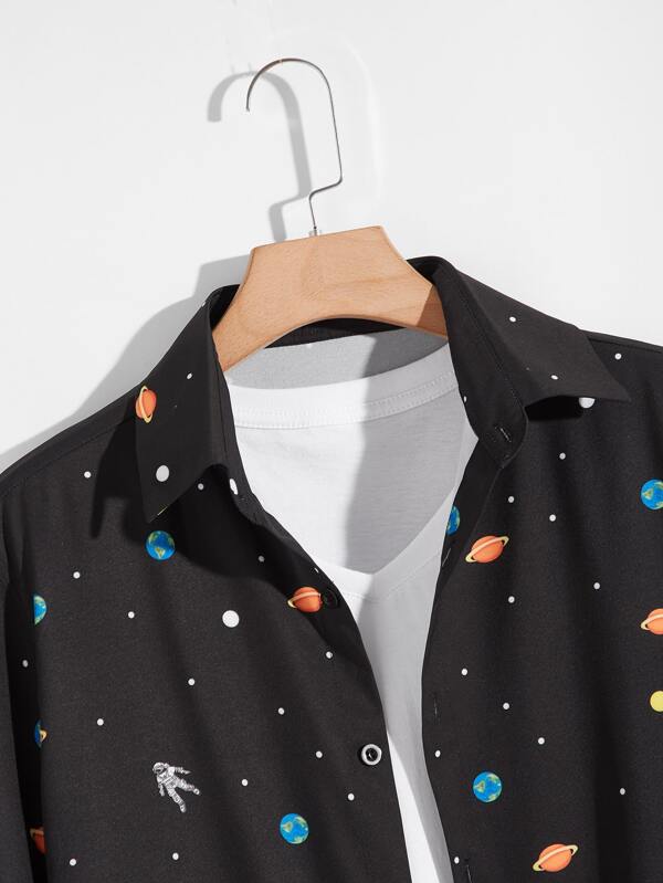 Manfinity Hypemode Men Galaxy And Astronaut Shirt Without Tee | SHEIN USA