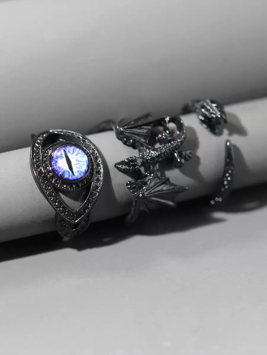 3pcs/Set Men's Halloween Demon Eye Rings | SHEIN USA