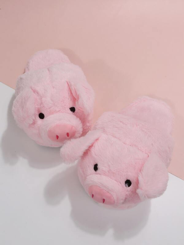 Cartoon Pig Design Fuzzy Novelty Slippers | SHEIN UK