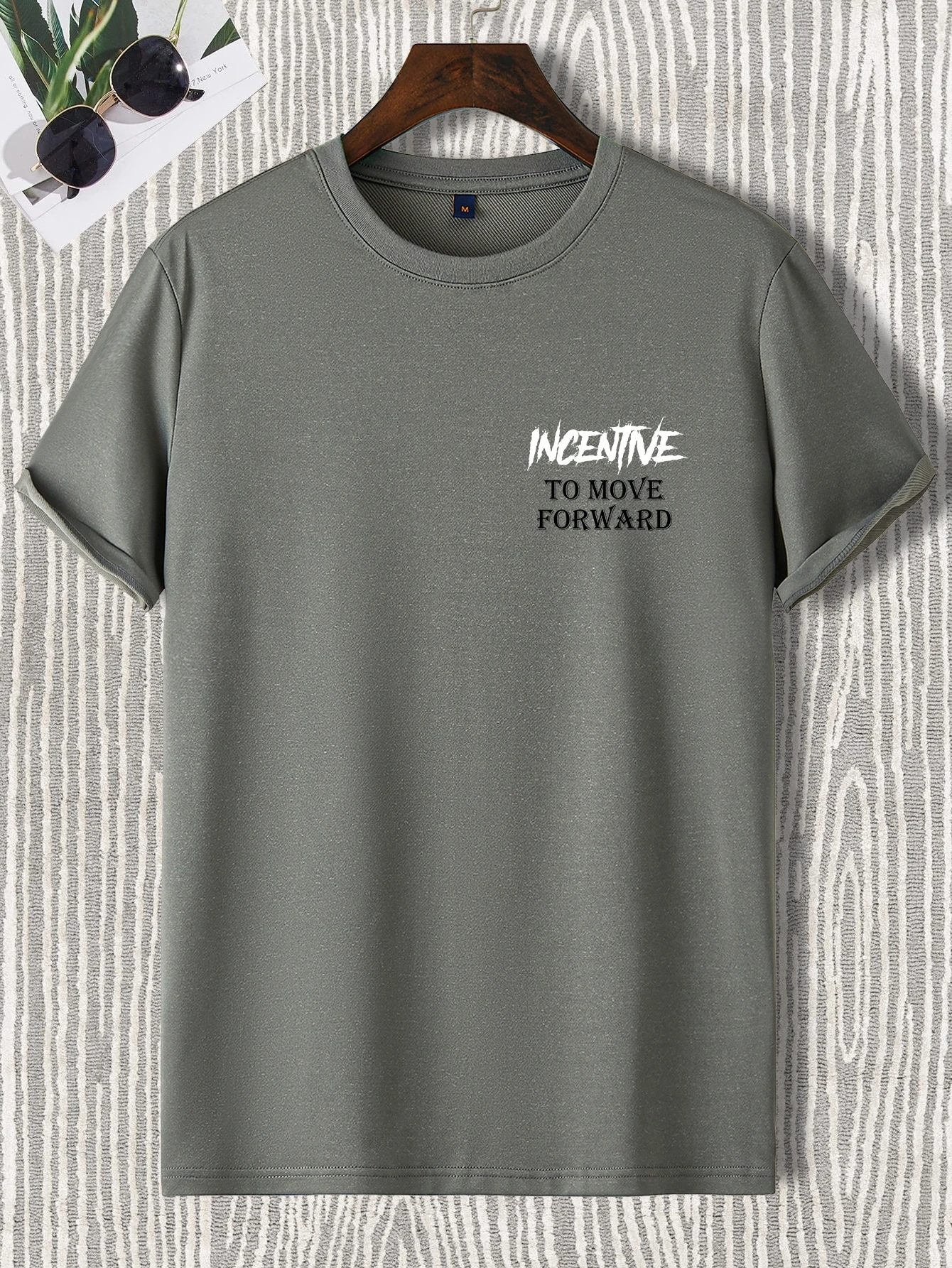 Manfinity Men T-Shirts Fit Crew Neck Short Sleeve Graphic Tee Street ...