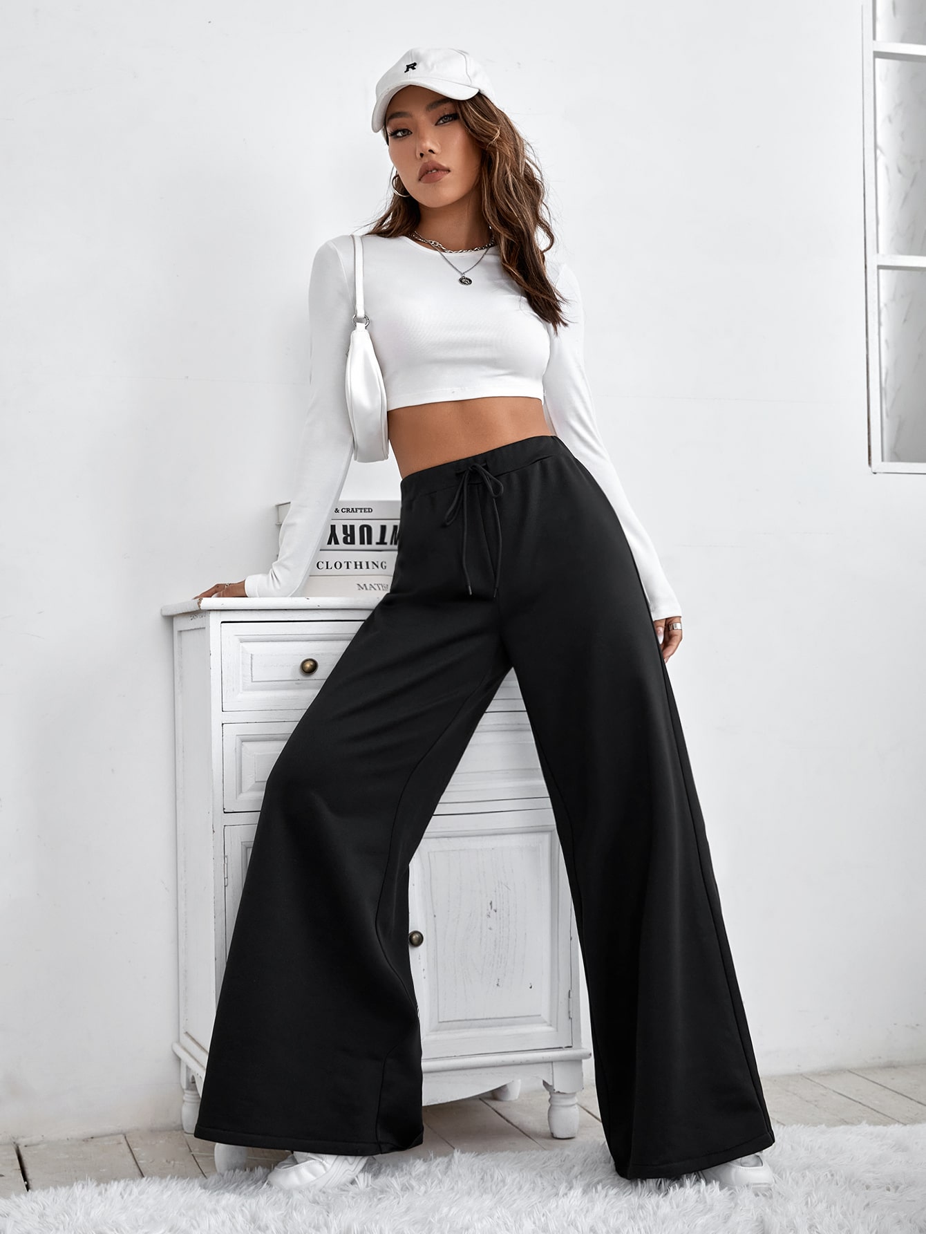 SHEIN EZwear Pantalones deportivos de cintura con cordón de pierna ...