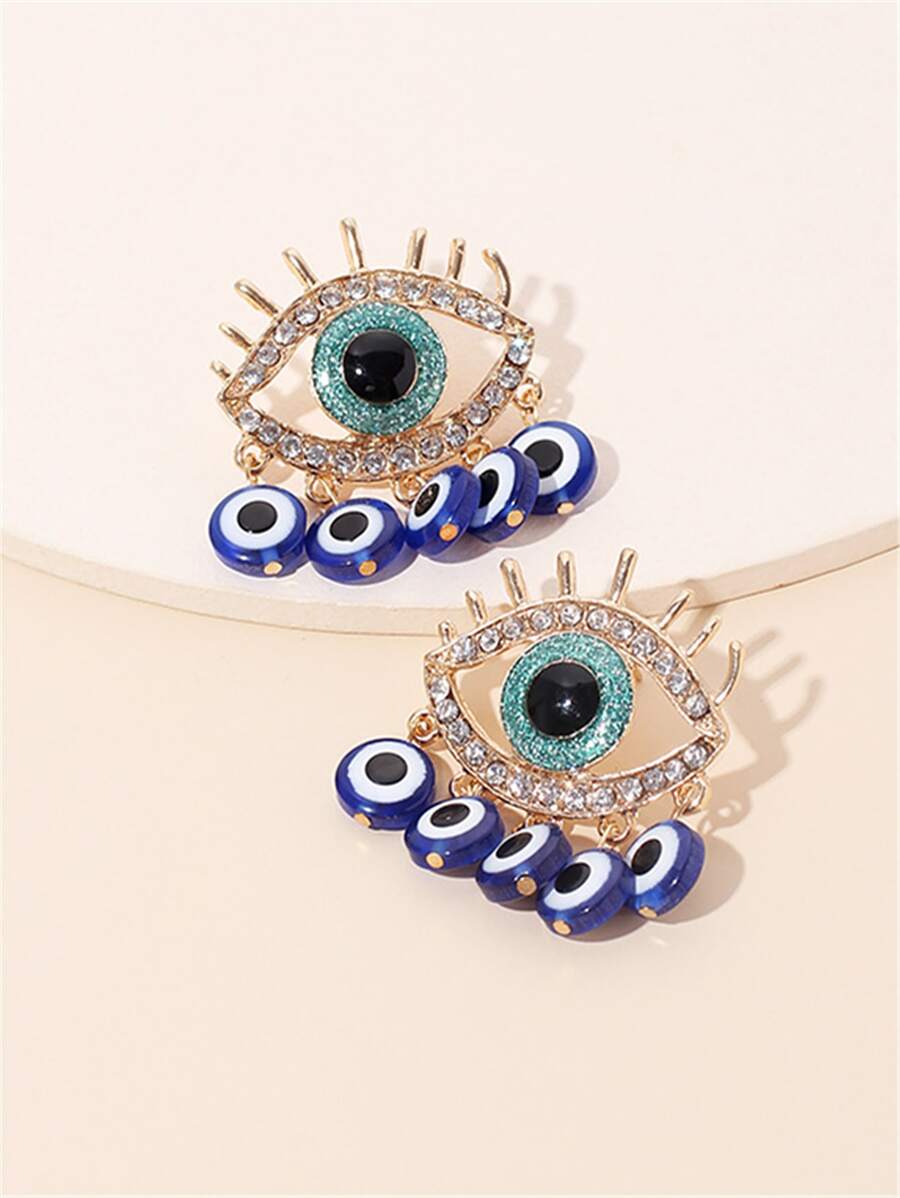 Rhinestone Evil Eye Drop Earrings | SHEIN USA