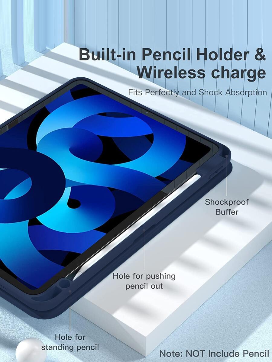 غطاء حماية شفاف من الأكريليك مع حامل قلم تعمل باللمس مناسب لأجهزة iPad Mini 4/5/6/Mini7/9.7/10.2 ...