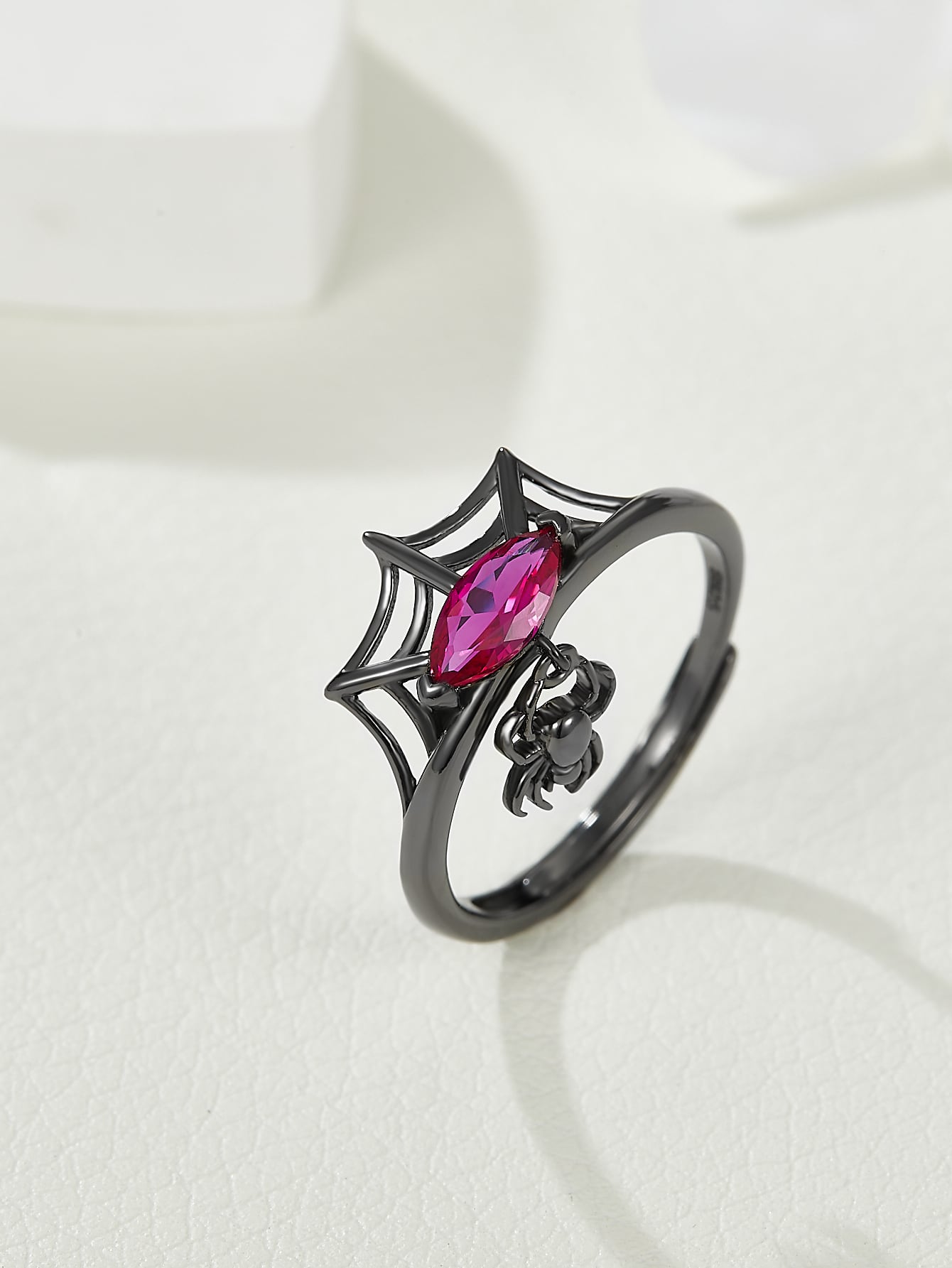 Rhinestone & Spider Decor Ring