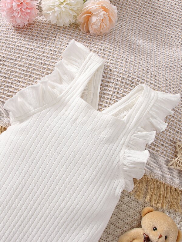 Baby Ruffle Trim Romper & Headband | SHEIN USA