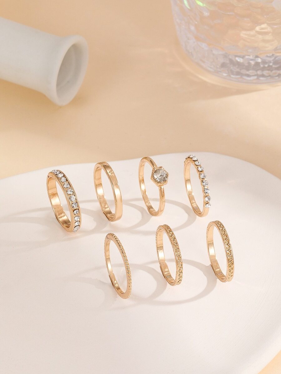 7pcs Rhinestone Decor Ring | SHEIN UK