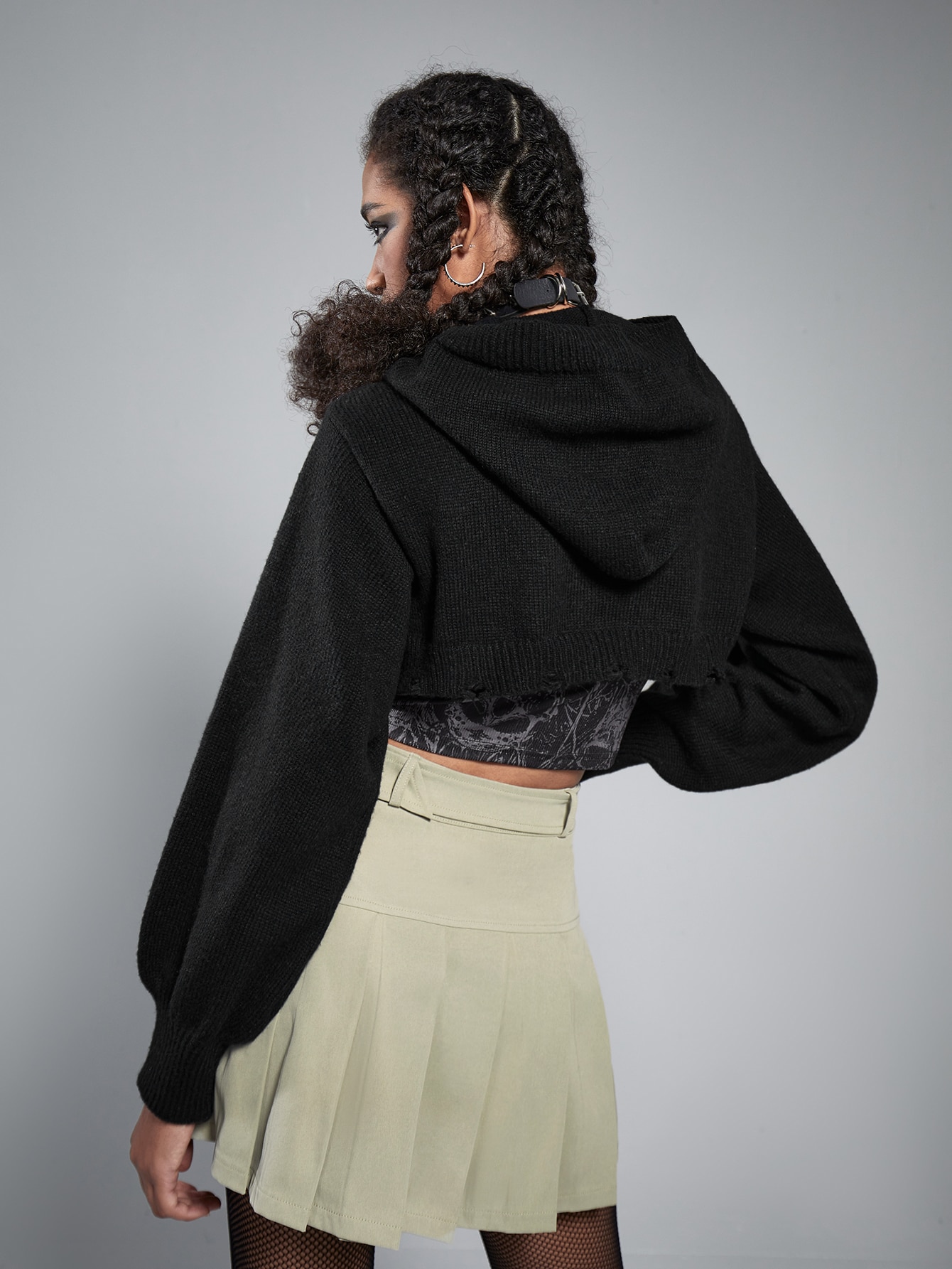 Solid Button Front Crop Cardigan Shein Usa