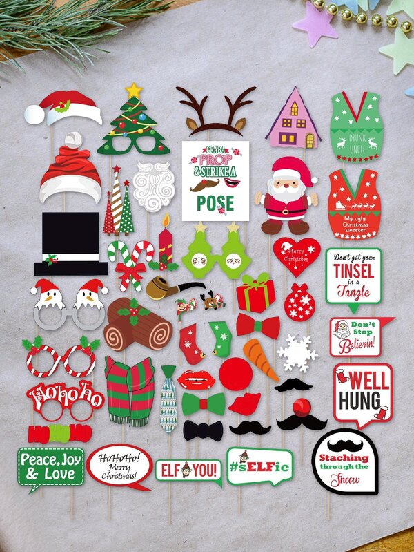 47pcs Christmas Party Photobooth Prop | SHEIN USA