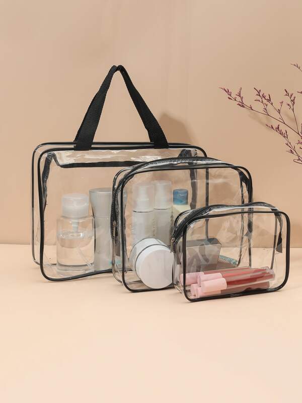 3pcs Clear Makeup Bag Set , Travel Essentials | SHEIN USA