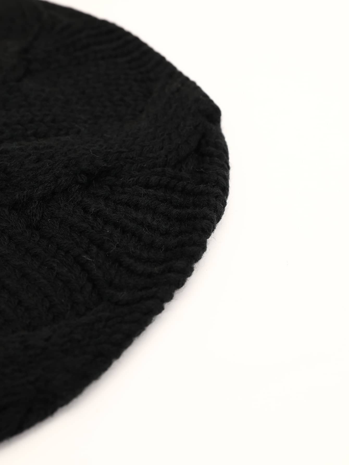 1Pc Black Solid Color Knitted Oversized Berets Lightweight Elastic ...