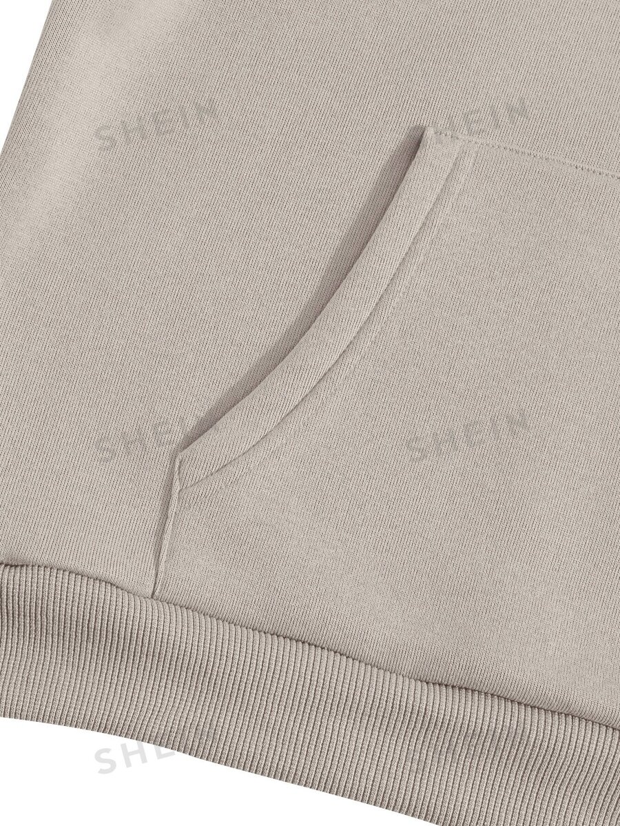 Shein Ezwear Heart Print Thermal Lined Drawstring Hoodie For Sale