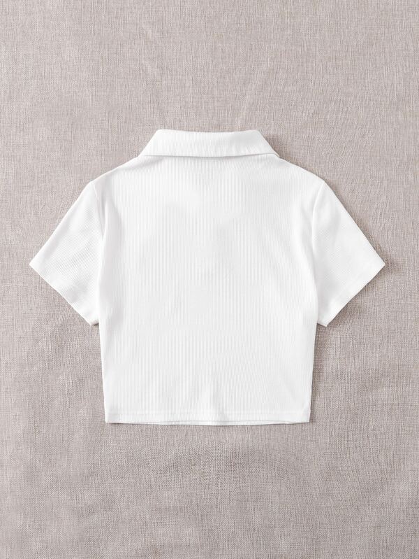SHEIN Qutie Button Half Placket Polo Shirt | SHEIN USA
