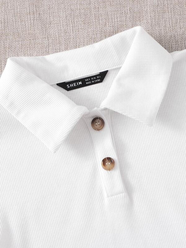 SHEIN Qutie Button Half Placket Polo Shirt | SHEIN USA