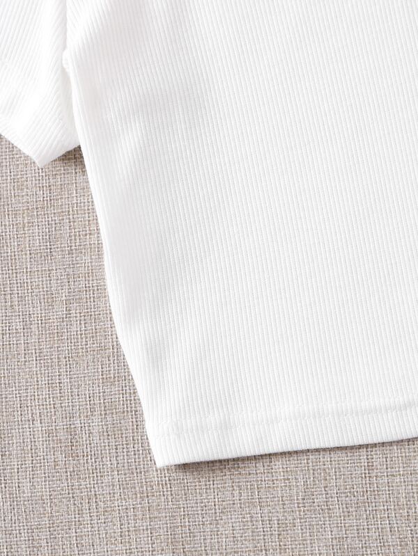 SHEIN Qutie Button Half Placket Polo Shirt | SHEIN USA