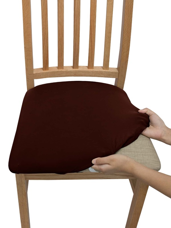 1pc Solid Stretchy Chair Seat Cover, Simple Plain Color Dining Chair ...