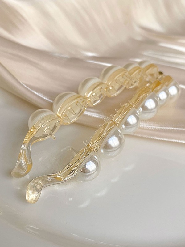 1pc Faux Pearl Decor Banana Clip Headgear Women's Hair Clip Girls ...