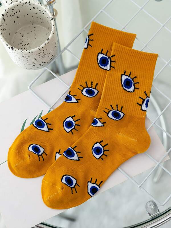 Eye Pattern Crew Socks | SHEIN USA